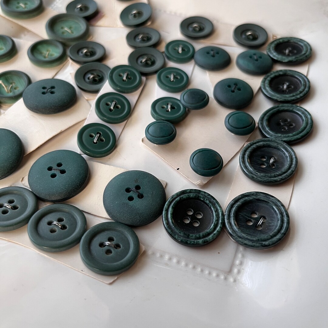 Dark Green Vintage Buttons by Lamode, Various Sizes 4 Hole Sew-thru ...