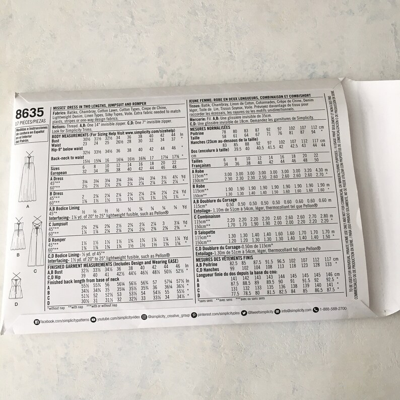 Jumpsuit + Romper Sewing Pattern Simplicity 8635, Womens Dress, W ...