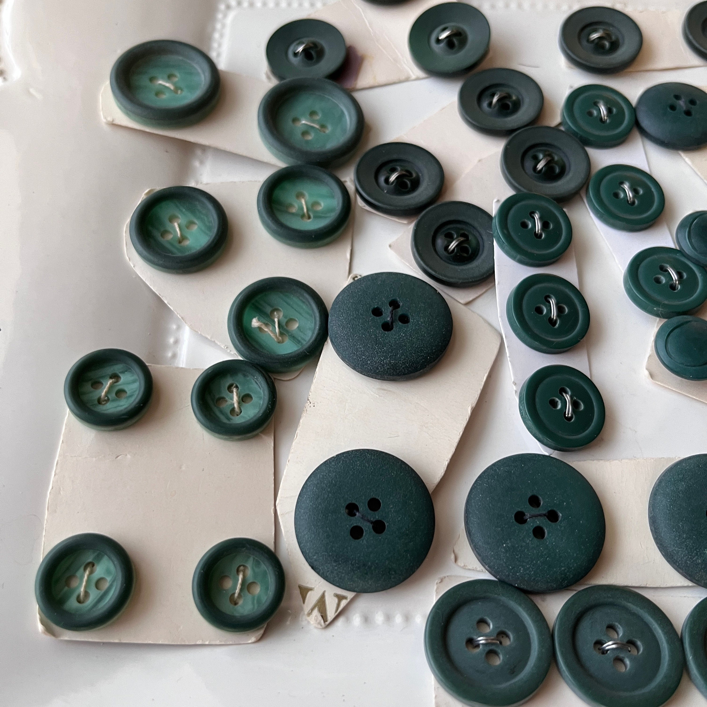 Dark Green Vintage Buttons by Lamode, Various Sizes 4 Hole Sew-thru ...