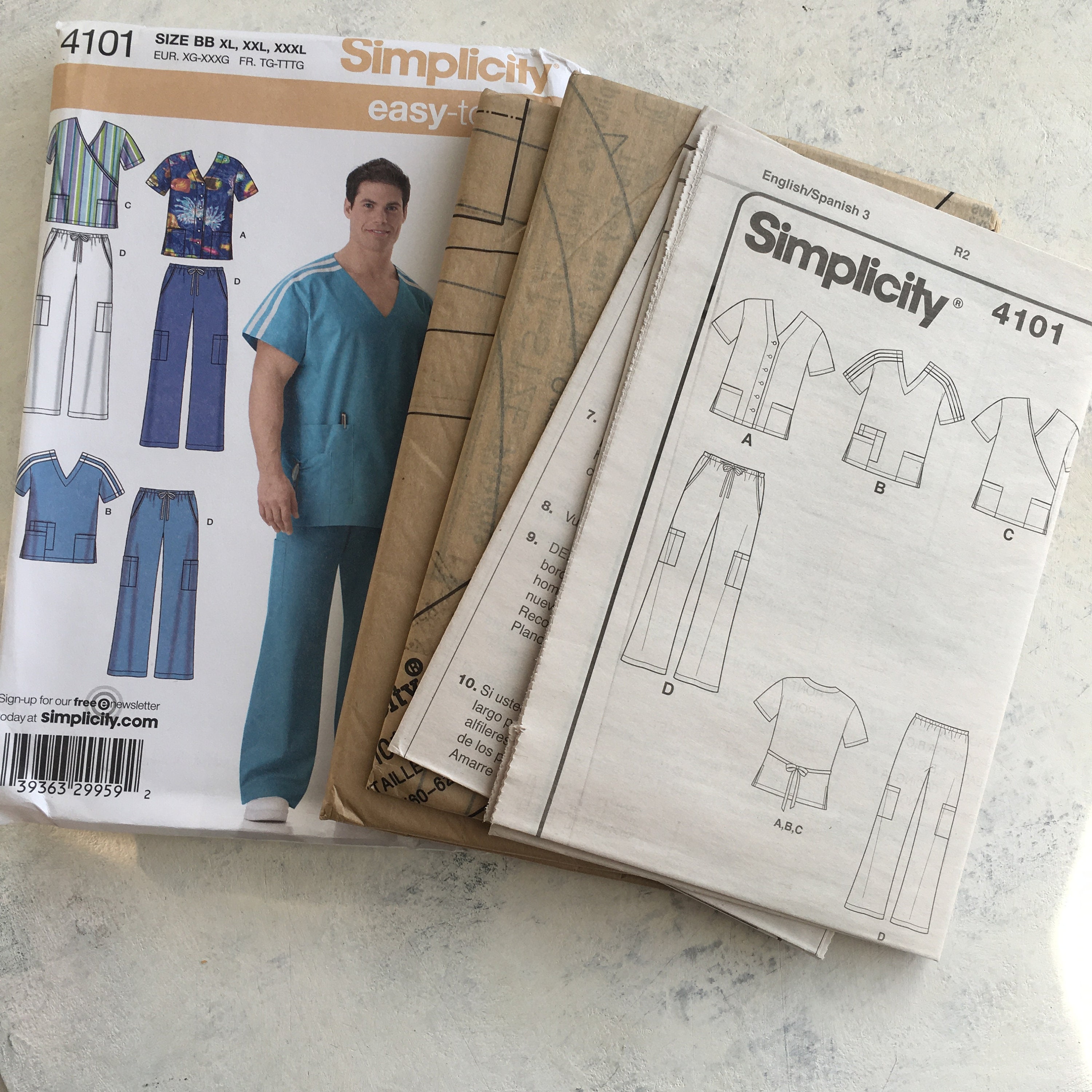 Scrub Top Pants Sewing Pattern for Women Men, Simplicity 4101, Easy-to ...