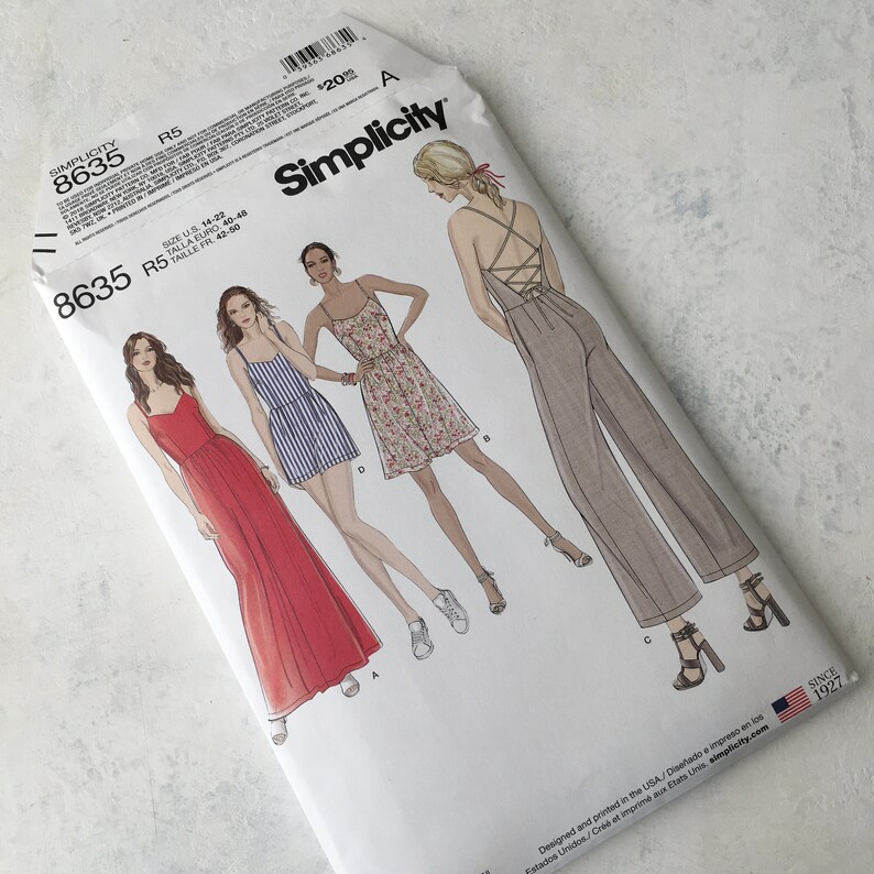 Jumpsuit Romper Sewing Pattern Simplicity 8635, Womens Dress, W/ Length ...