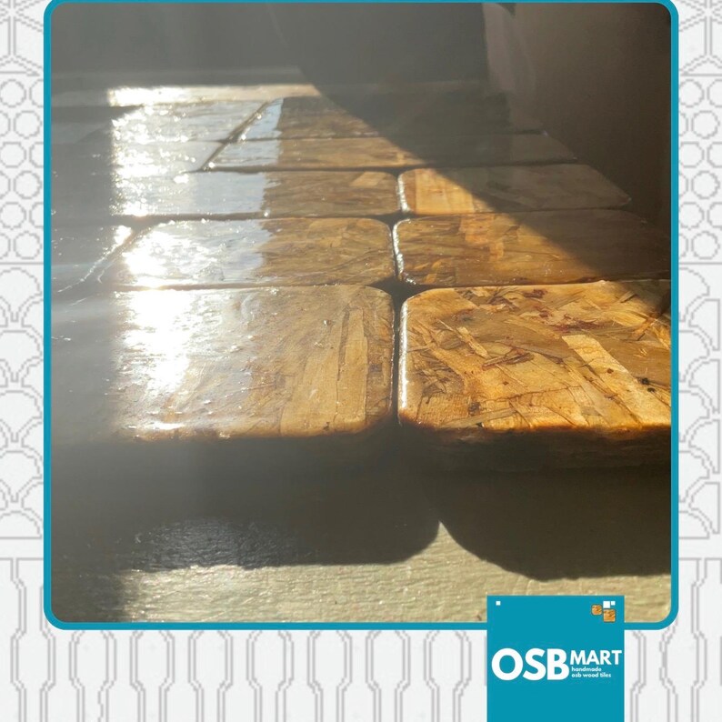 OSB Wood Tiles; Flooring and Wall Cladding Element 12 Pcs 3,93”x3,93”x0 ...