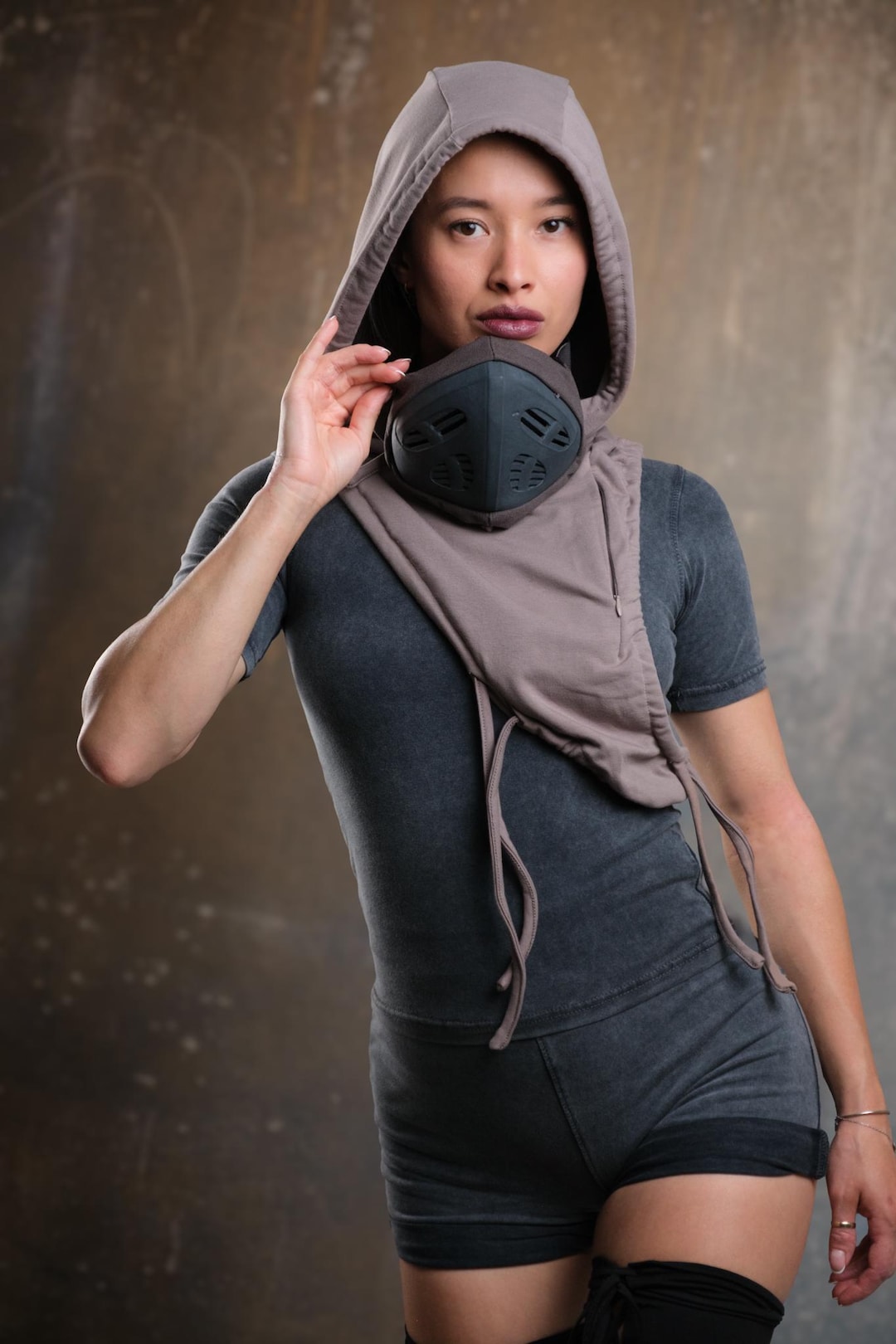 Sand Hood and Mask Linen Hooded Cloak Cosplay Costume Still Suit Spice ...