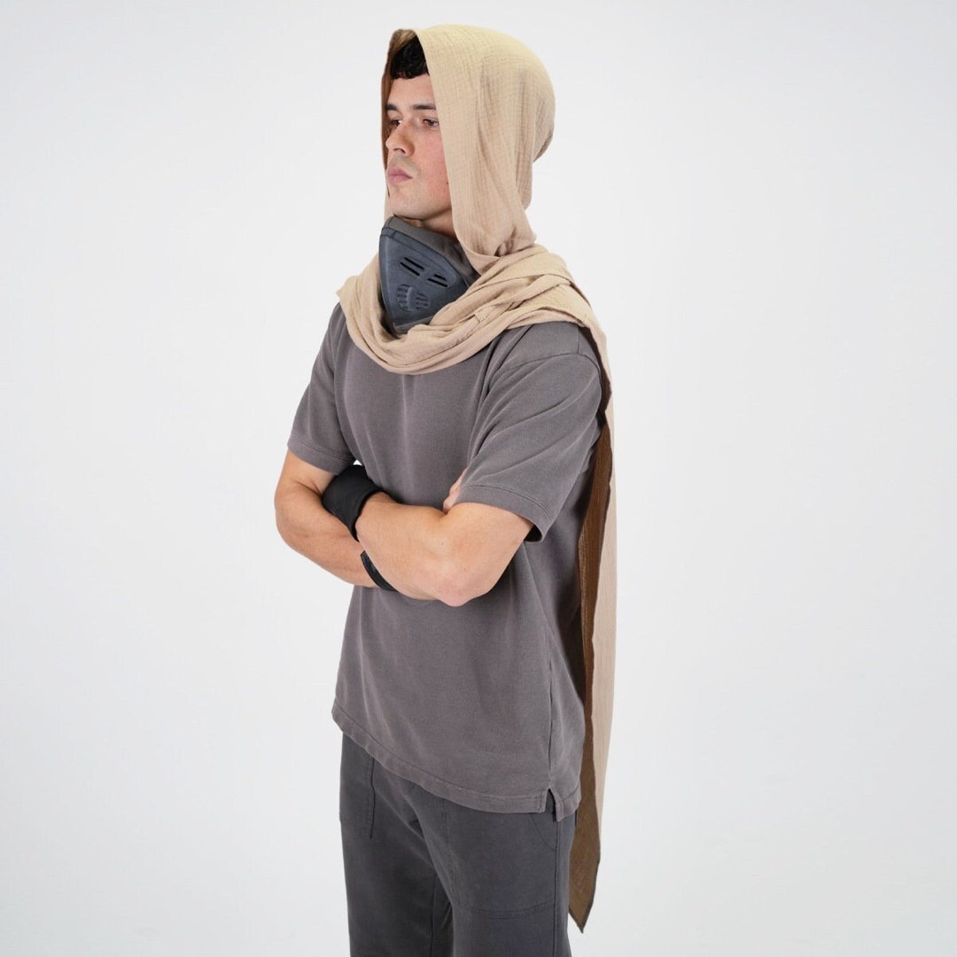 Sand Shawl and Mask Linen Hooded Cloak Cosplay Costume Still Suit Spice ...