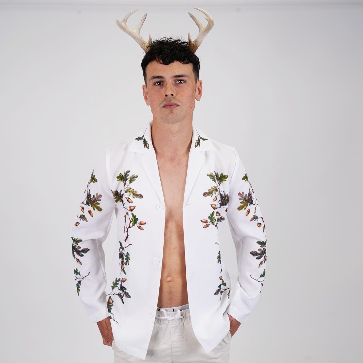 Saltburn White Jacket and Antlers Set Shirt Cosplay Quick Costume ...