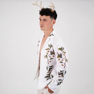 Saltburn White Jacket and Antlers Set Shirt Cosplay Quick Costume ...