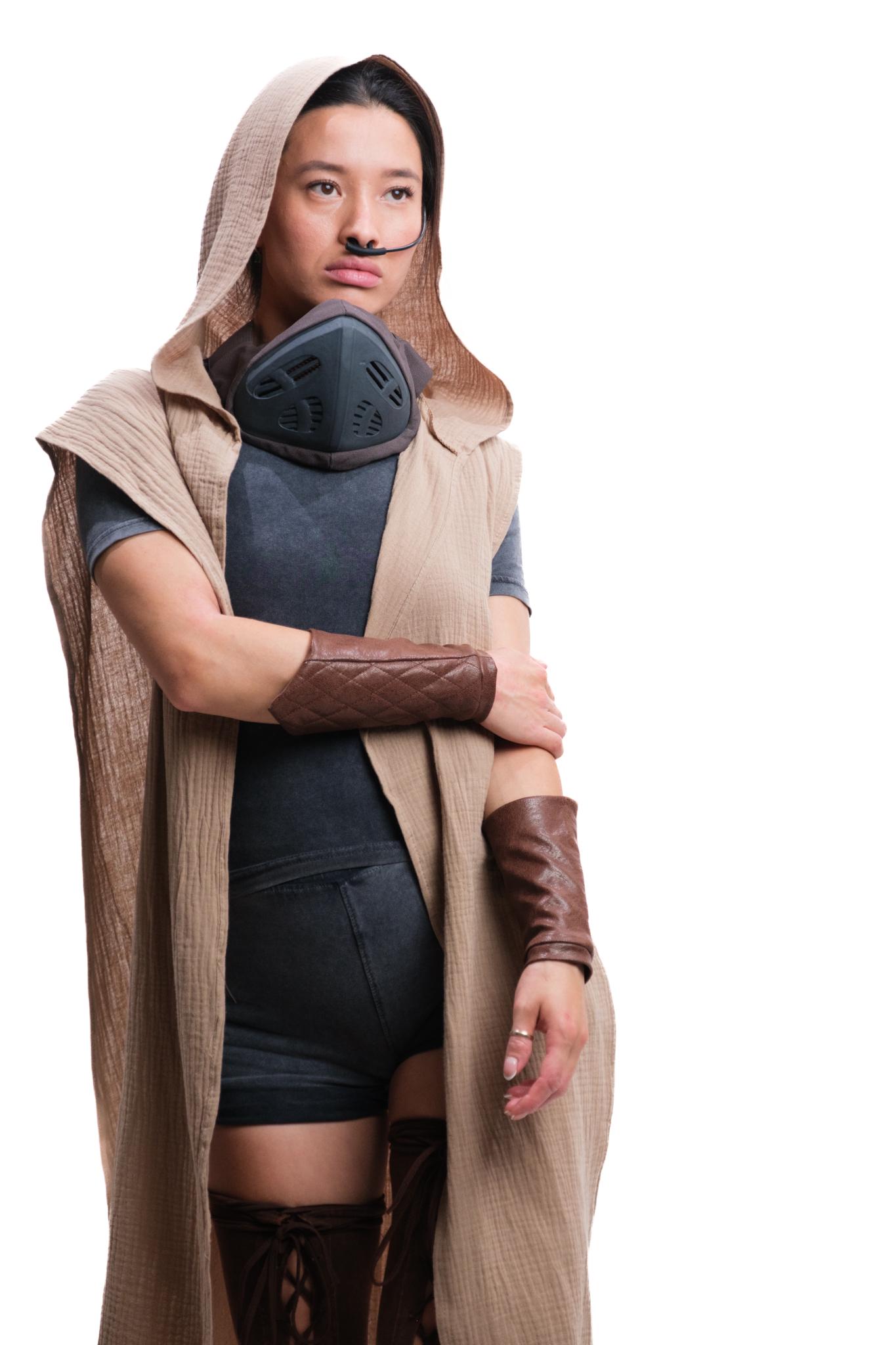 Sand Shawl and Mask Linen Hooded Cloak Cosplay Costume Still Suit Spice ...