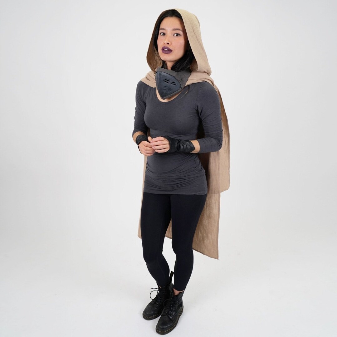 Sand Shawl and Mask Linen Hooded Cloak Cosplay Costume Still Suit Spice ...