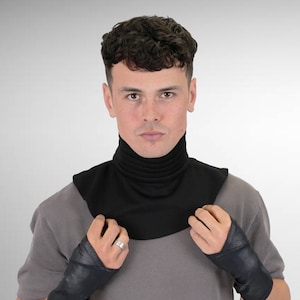 Neck Seal Faux Leather Cosplay Costume Armor Ribbed Gaiter Cowl Warmer ...