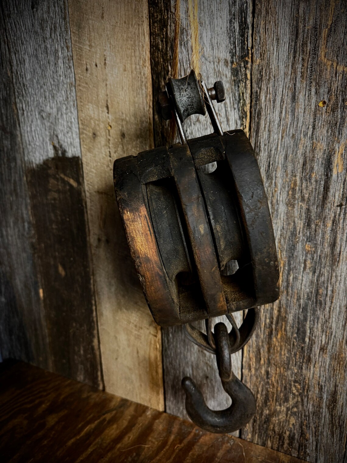 Vintage Double Sheave Wooden Block Pulley - Etsy