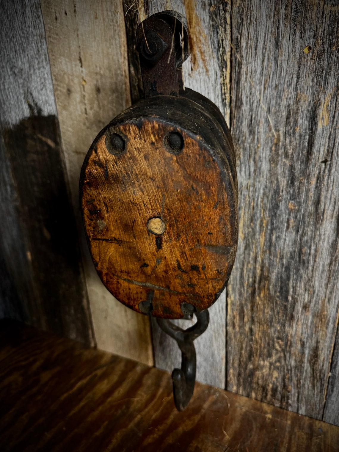 Vintage Double Sheave Wooden Block Pulley - Etsy