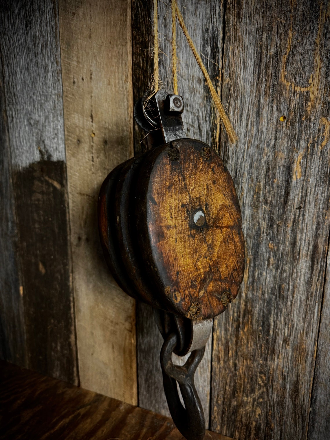 Vintage Double Sheave Wooden Block Pulley - Etsy
