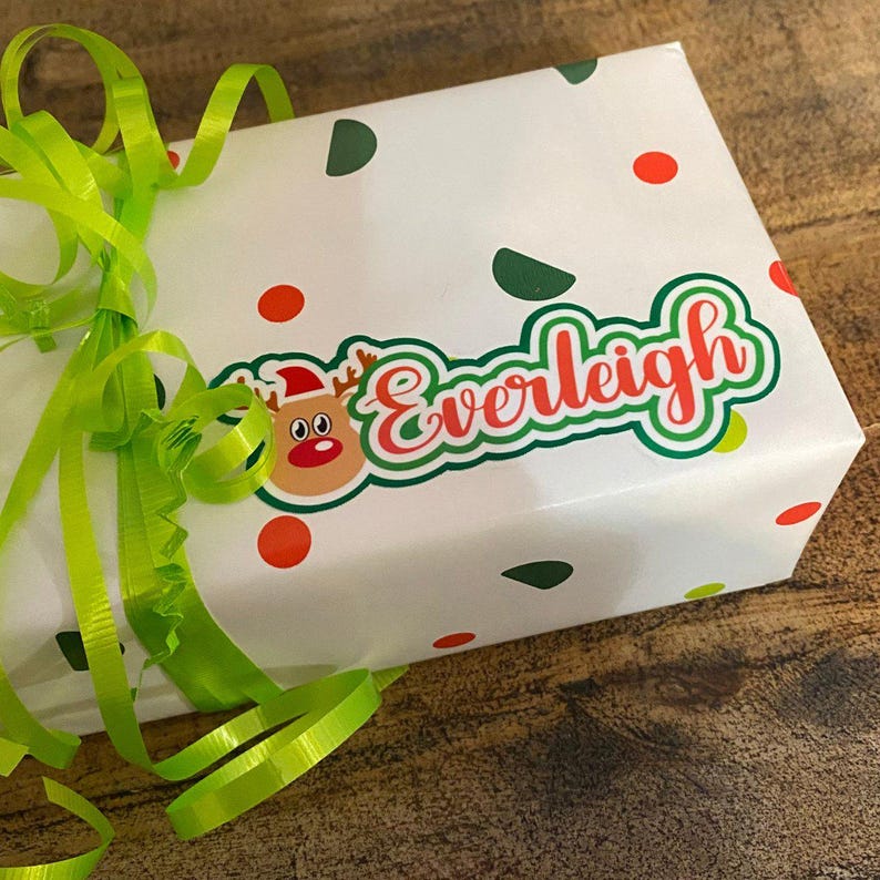 Festive Stickers, Custom Christmas Name Stickers, Christmas Tag, Kids ...
