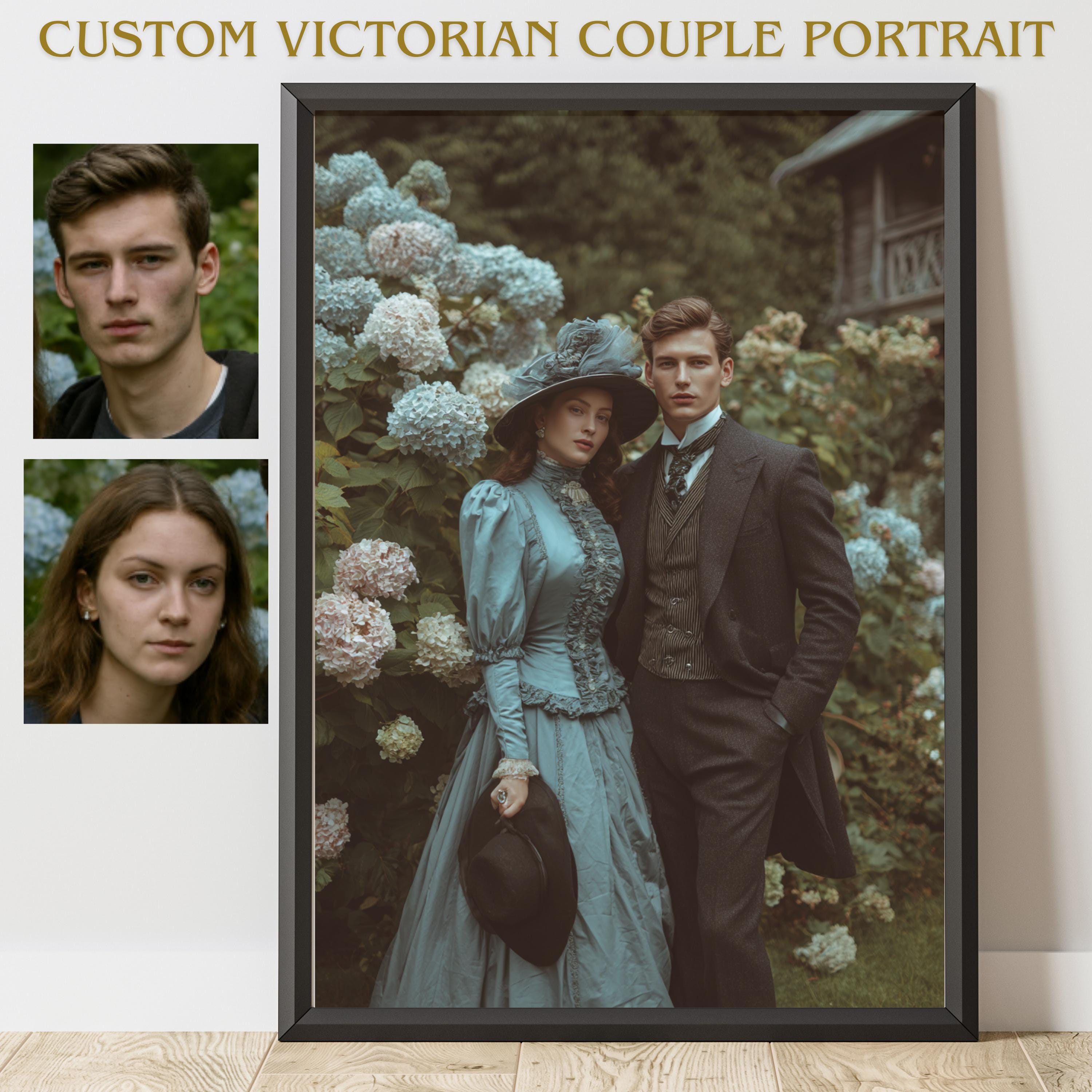 Custom Victorian Couple Portrait: Elegant Historical Digital Art ...