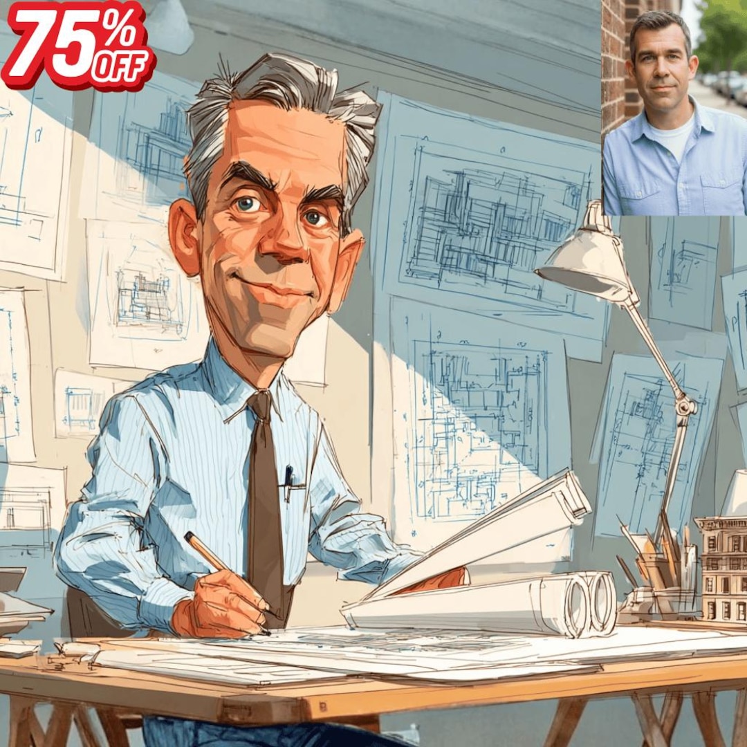 Custom Architect Caricature Portrait Funny Building Design Professional ...