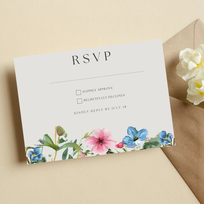 Wildflower Wedding Invitation Template Printable Wedding Invitation Wedding Invitation Boho