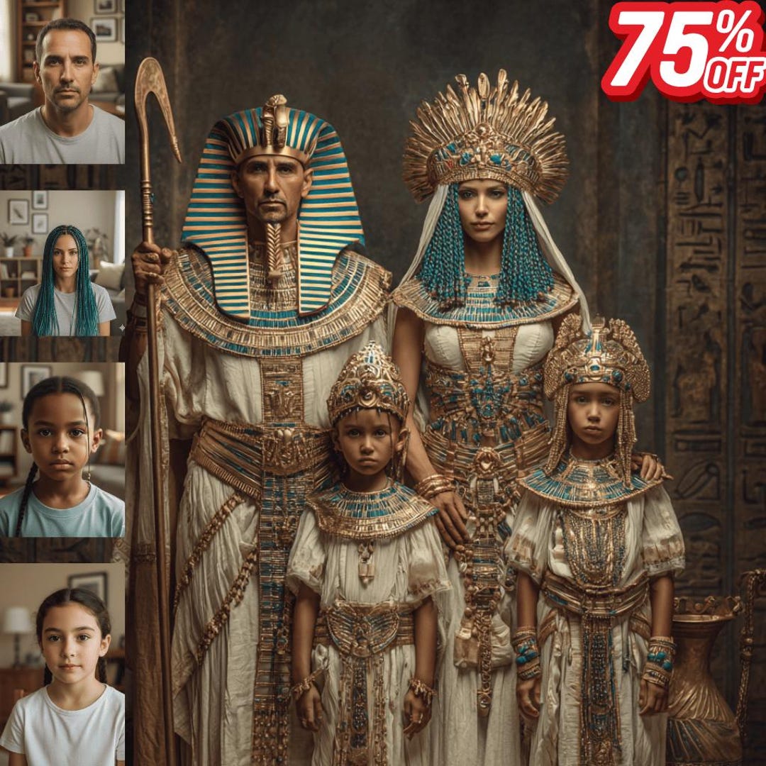 Custom Egyptian Pharaoh Family Portrait Ancient Dynasty Wall Art ...