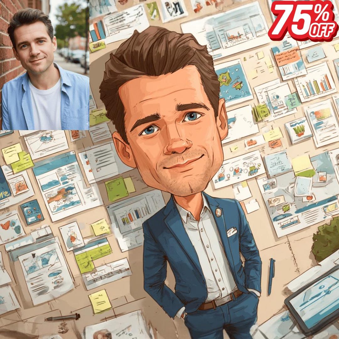 Custom Sales Rep Caricature Portrait Wall Art Funny Professional Gift ...