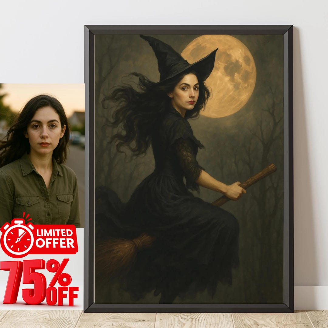 Custom Witch Portrait: Personalized Digital Halloween Art Gift - 75% ...