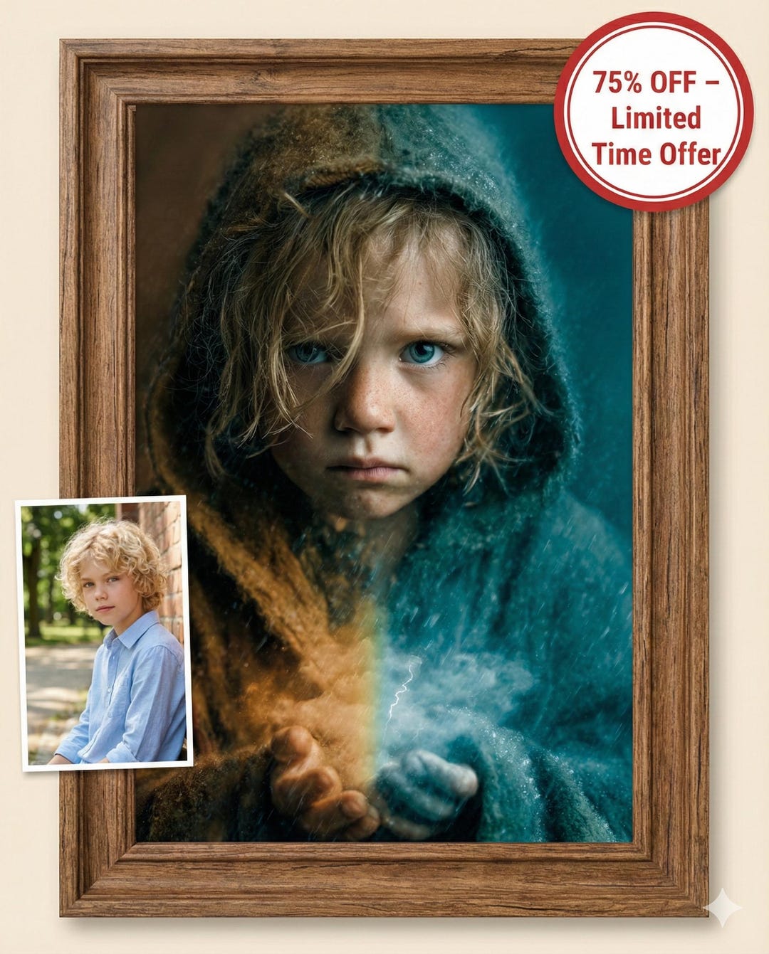Custom Weather Wizard Child Portrait Storm Control Wall Art Rainbow ...