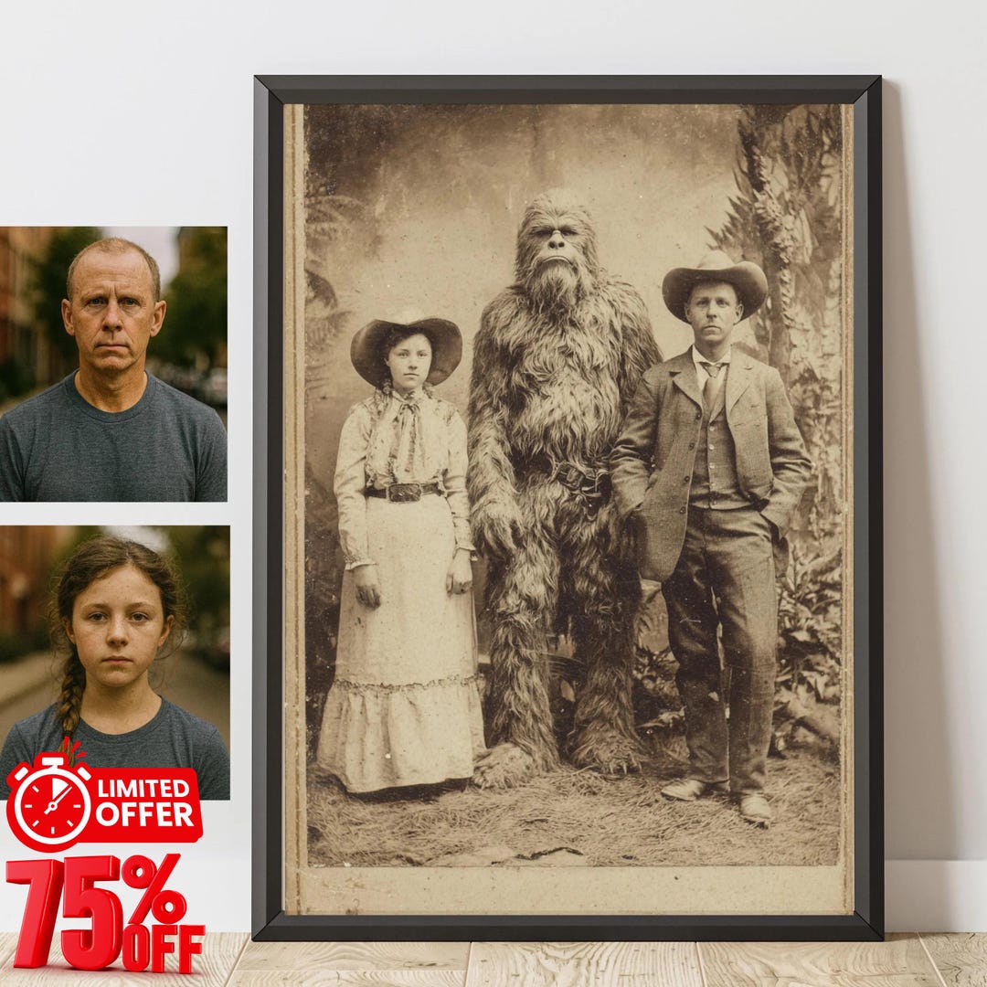 Customised Bigfoot Couple Portrait , Sasquatch Custom Portrait ...