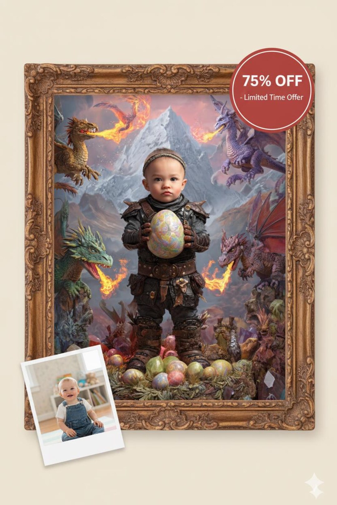 Custom Child Dragon Trainer Face Swap Portrait Wall Art Fantasy Dragon ...