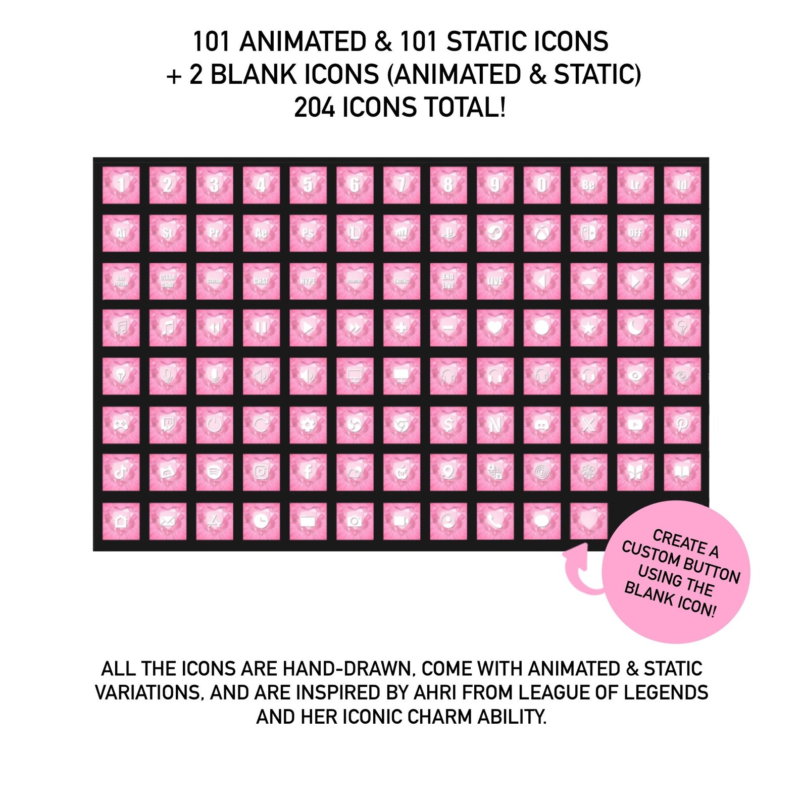 CHARM Stream Deck Icon Pack | 200+ Animated & Static Icons | Custom Gaming Icons for Elgato ...