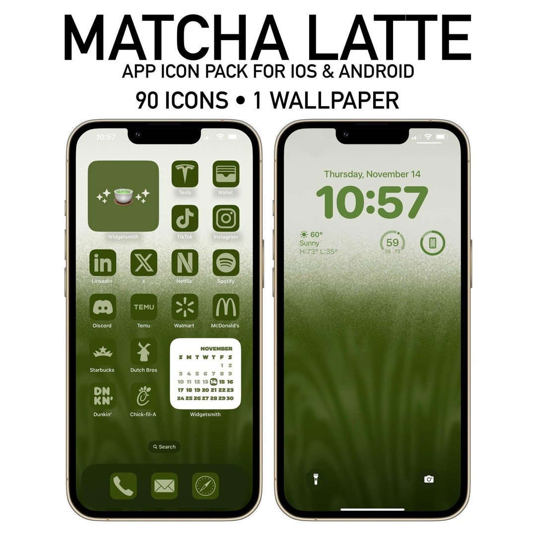 MATCHA LATTE App Icon Pack | 90 Icons, 1 Wallpaper | Ios & Android ...
