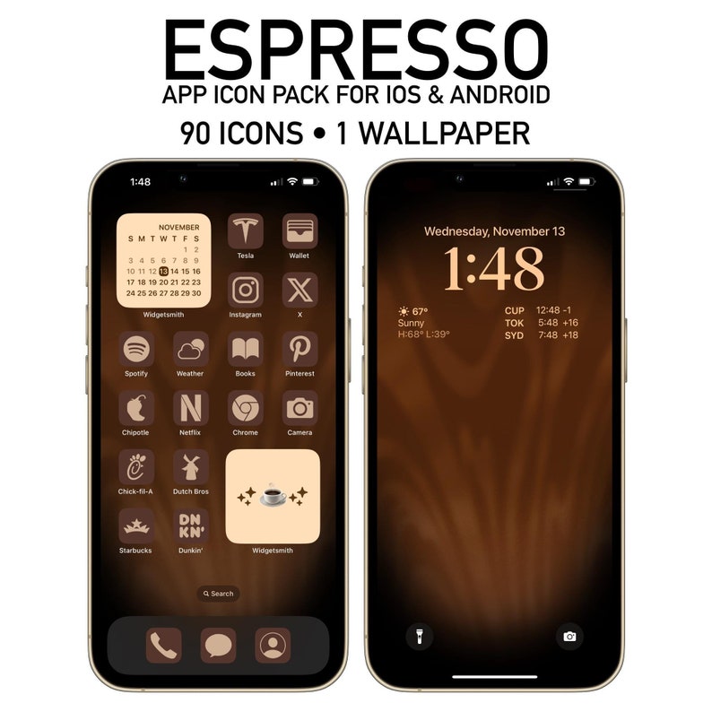 ESPRESSO App Icon Pack 90 Icons, 1 Wallpaper Ios & Android Phone Icons ...