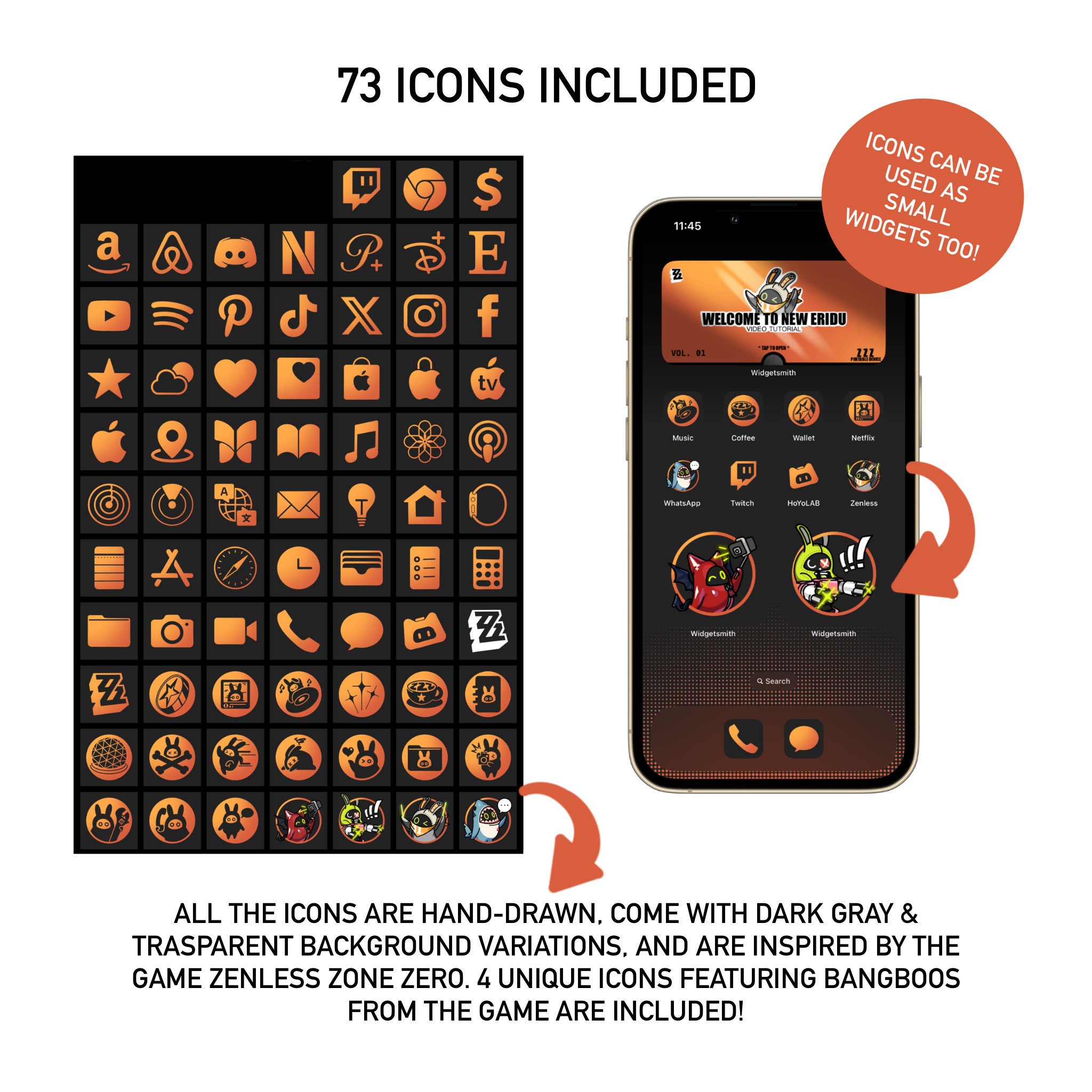 Zenless App Icon Pack | 73 Icons, 6 Wallpapers, 4 Widgets | Ios & Android | Phone Icons | Video ...