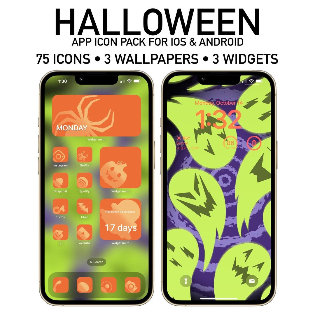 HALLOWEEN App Icon Pack | 75 Icons, 3 Wallpapers, 3 Widgets Ios ...