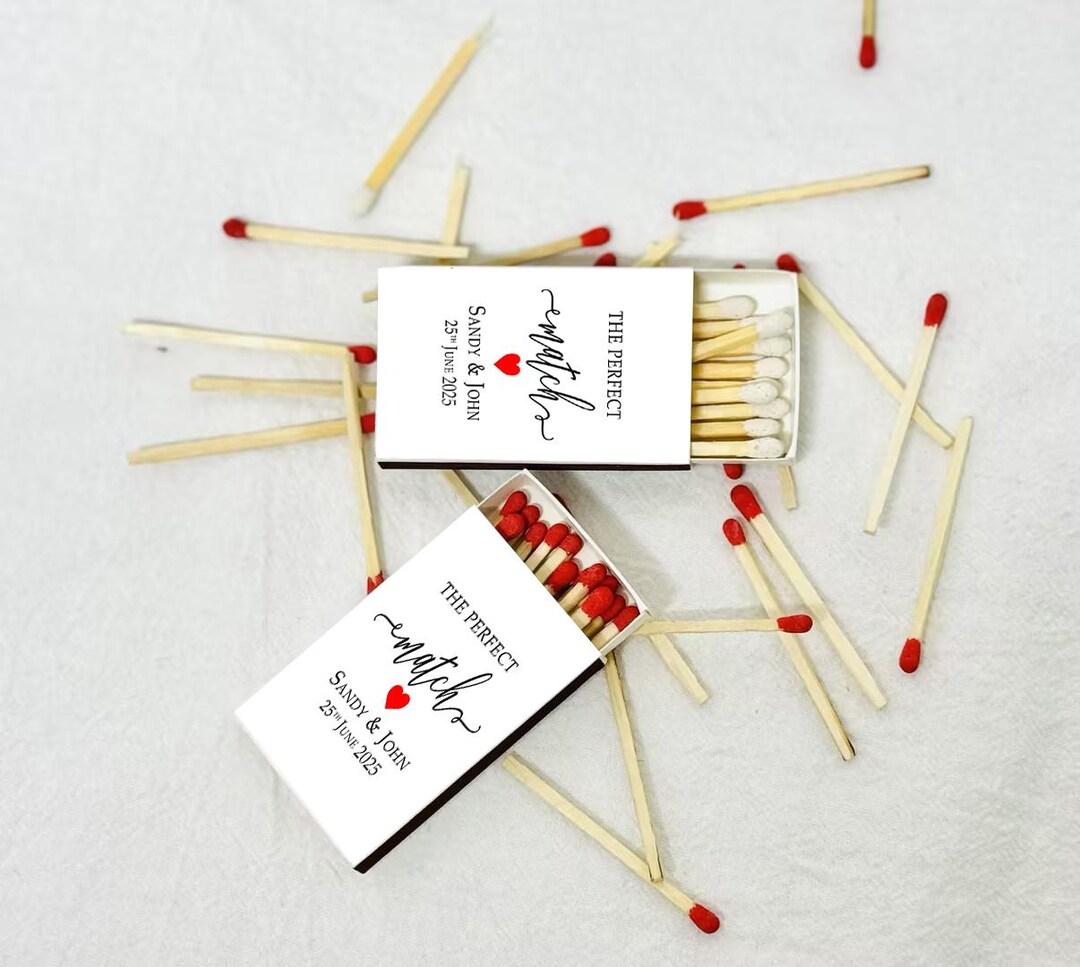 BULK SET OF 50 Personalized Wedding Shower Matches , Custom Matchboxes ...