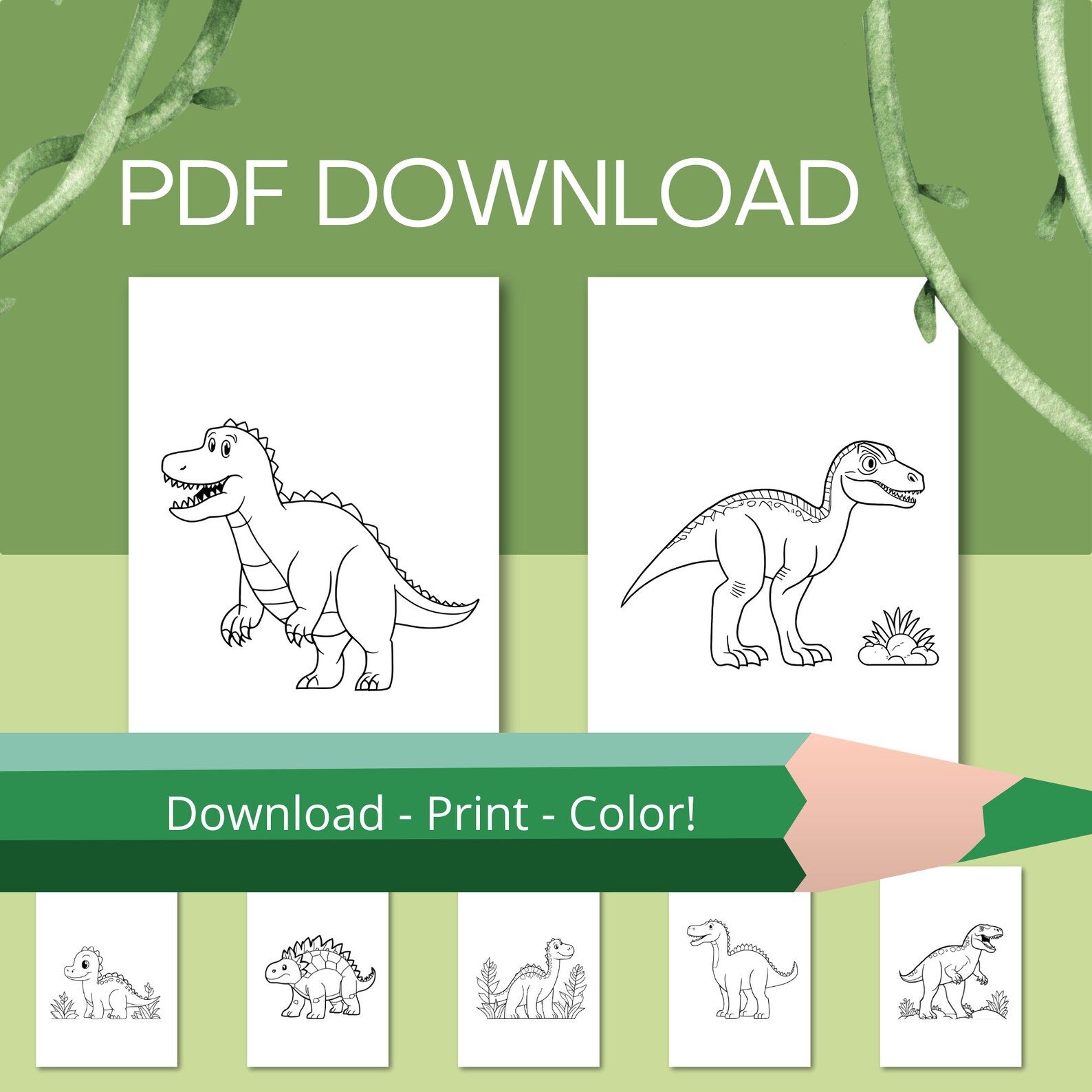 Dinosaur Coloring Pages Instant Download Dinosaur Printable Kids ...