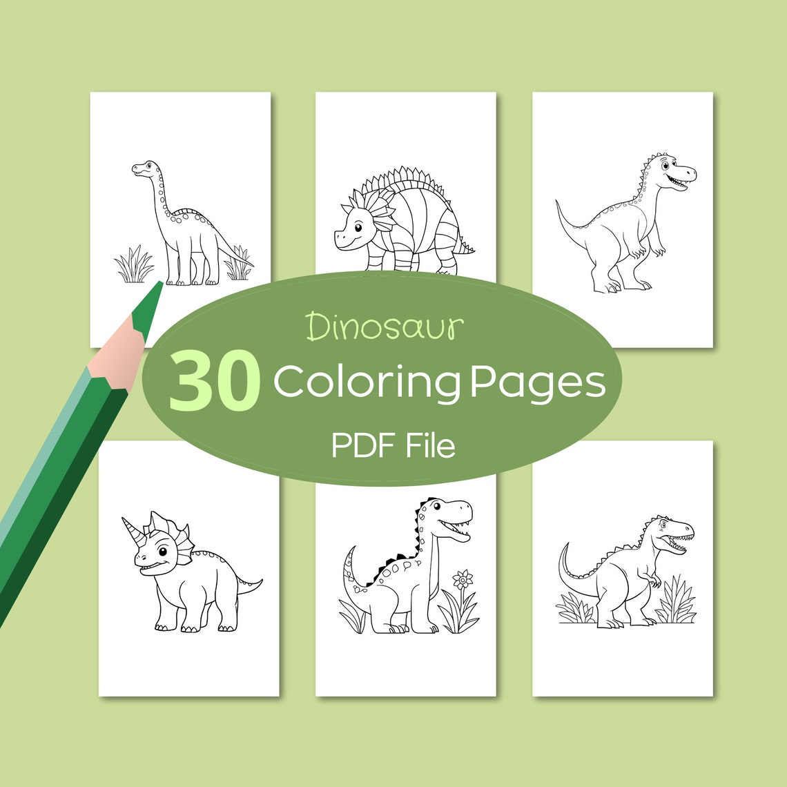 Dinosaur Coloring Pages Instant Download Dinosaur Printable Kids ...