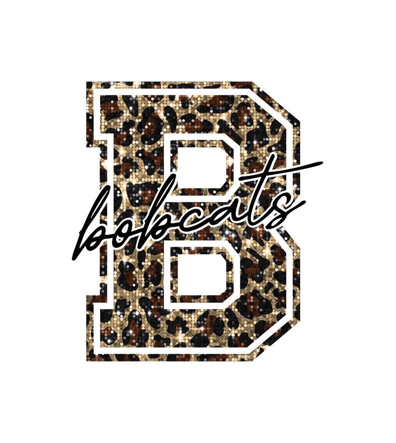 Bobcats Sequin Leopard Mascot Letter Ready to Press DTF Transfer - Etsy