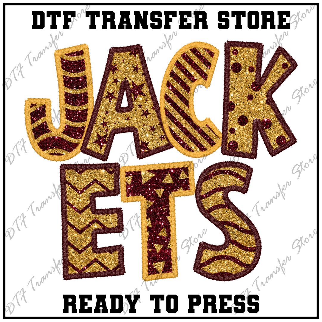 Jackets Stacked Faux Glitter and Embroidery With Shapes Maroon and Gold ...