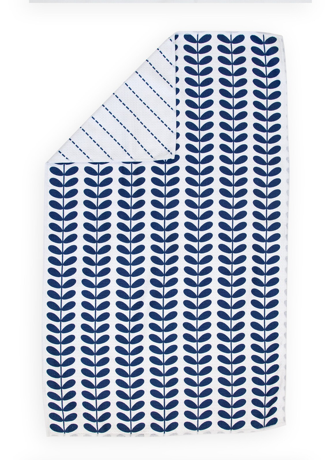 Navy Leaf Microfiber Kitchen Towels, Tea Towel, Waffle Weave Dish Cloth ...