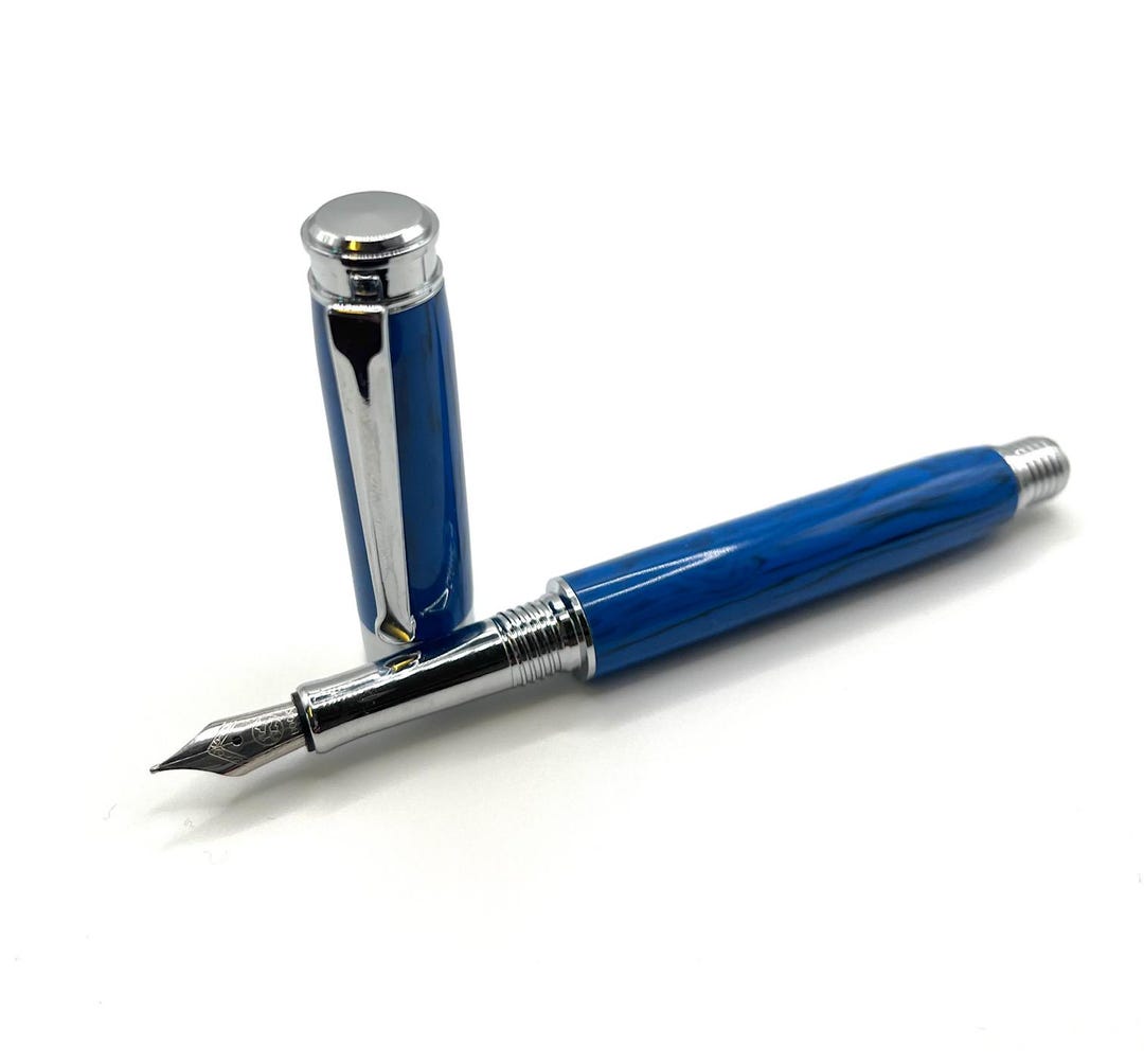 Stripey Blue Fountain Pen - Etsy
