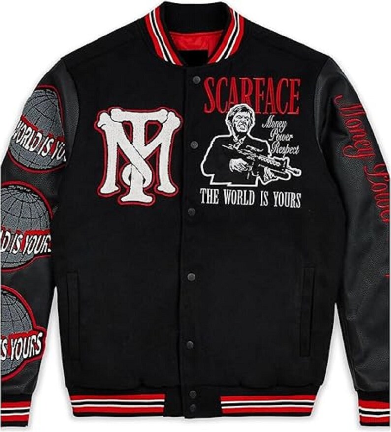 Scarface Varsity Jacket Wool and Faux Leather Sleeves Movie-inspired ...