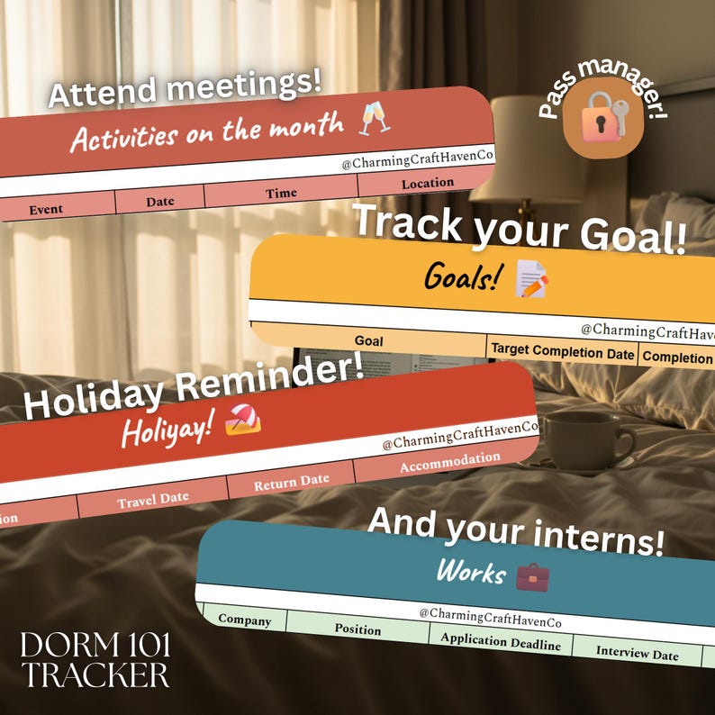 Dorm 101 Tracker Spreadsheet for Google Sheets [schedule Planner | Meal ...