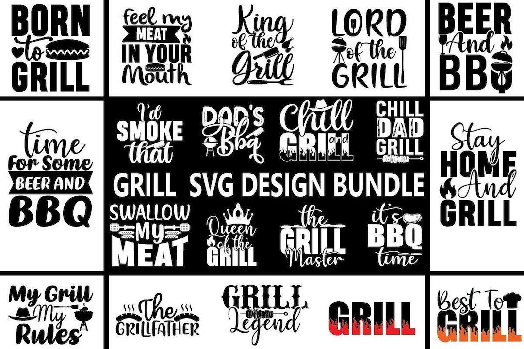 Barbecue Grill Quotes SVG Design Bundle Ai Dxf Eps Png Jpg - Etsy