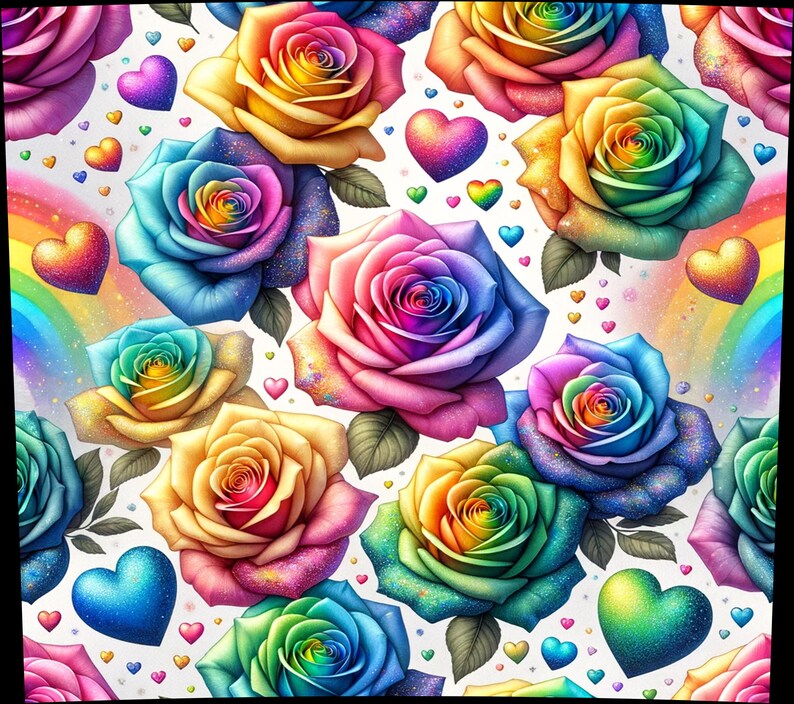 Rainbow Roses LGBT Pride Tumbler Wrap Sublimation Bundle Full Color 300 ...