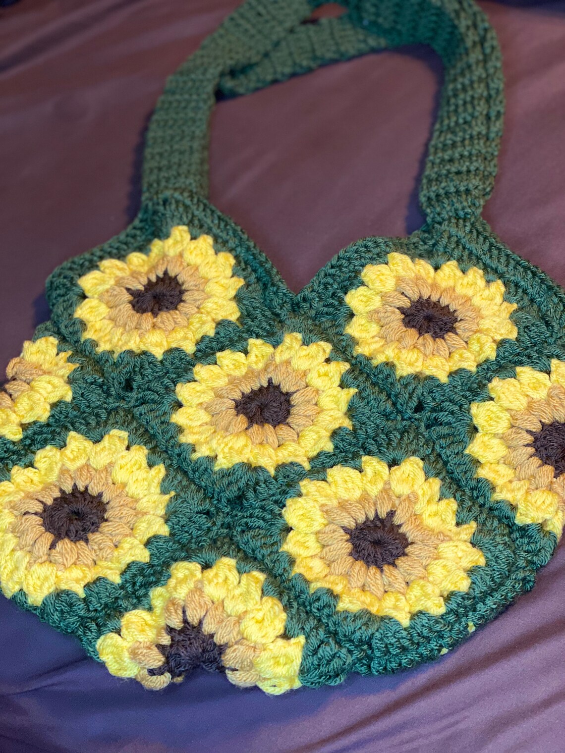 Crochet Sunflower Granny Square Bag - Etsy