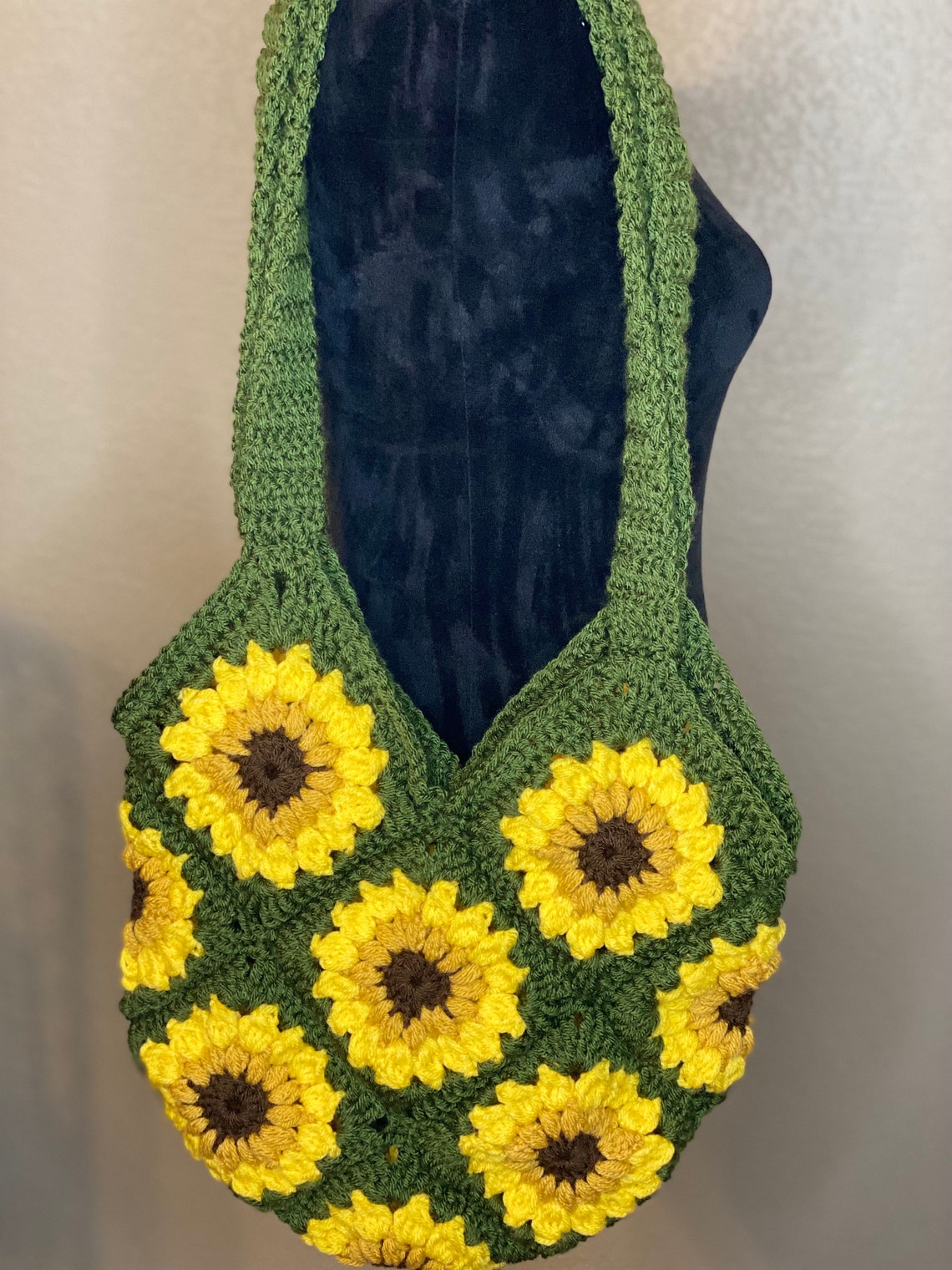 Crochet Sunflower Granny Square Bag - Etsy