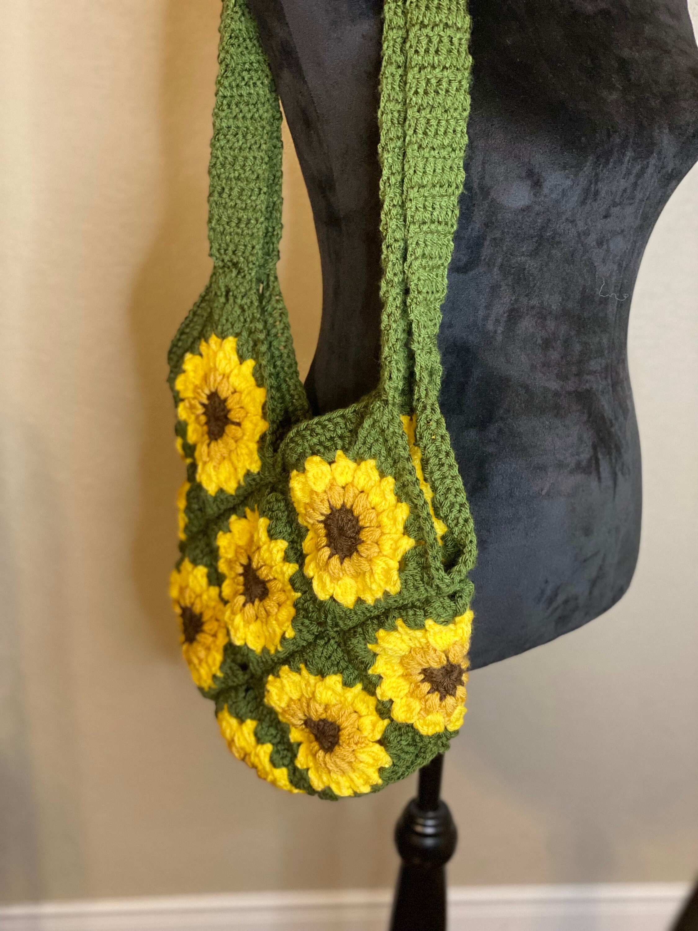 Crochet Sunflower Granny Square Bag - Etsy