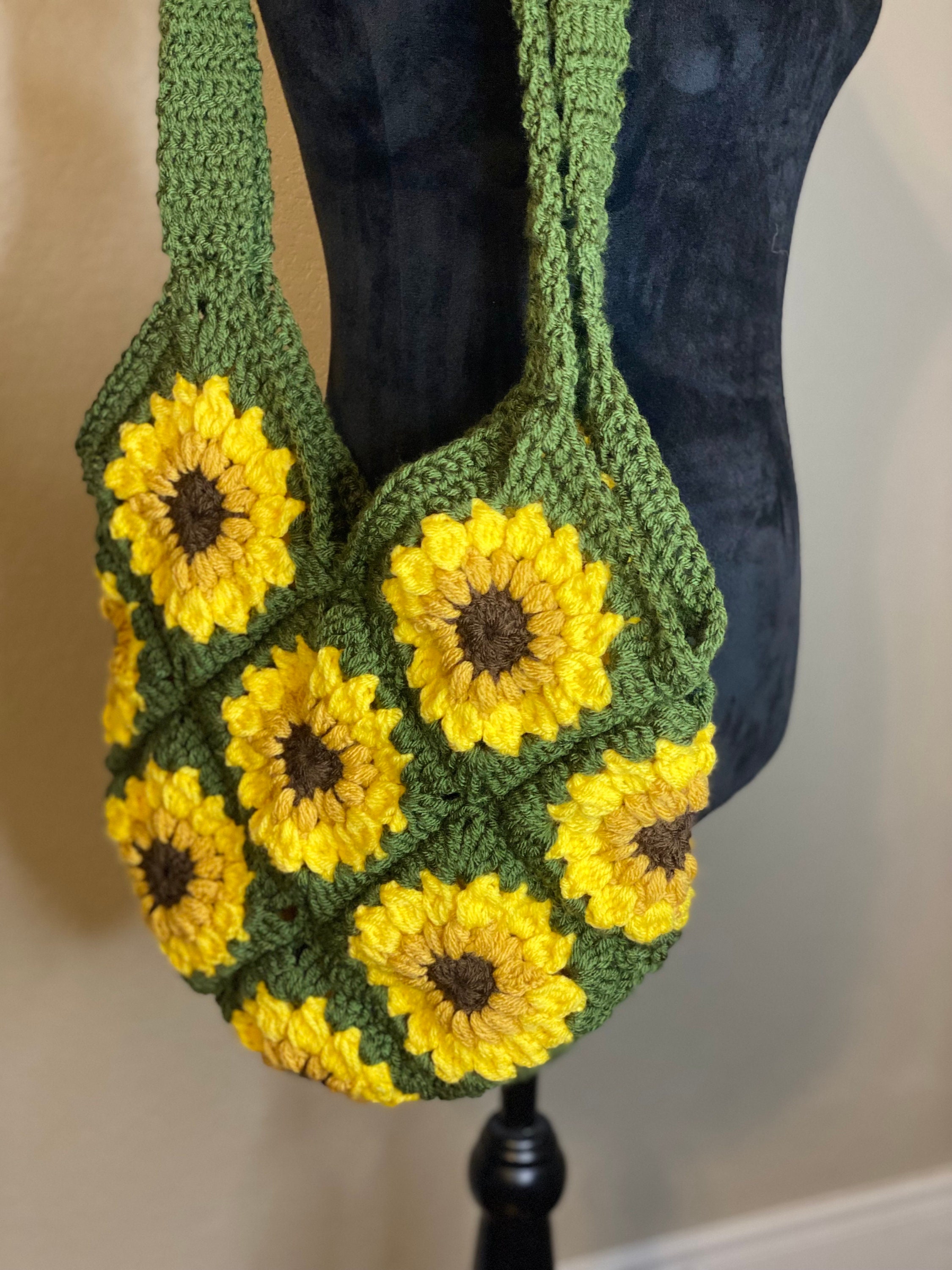 Crochet Sunflower Granny Square Bag - Etsy