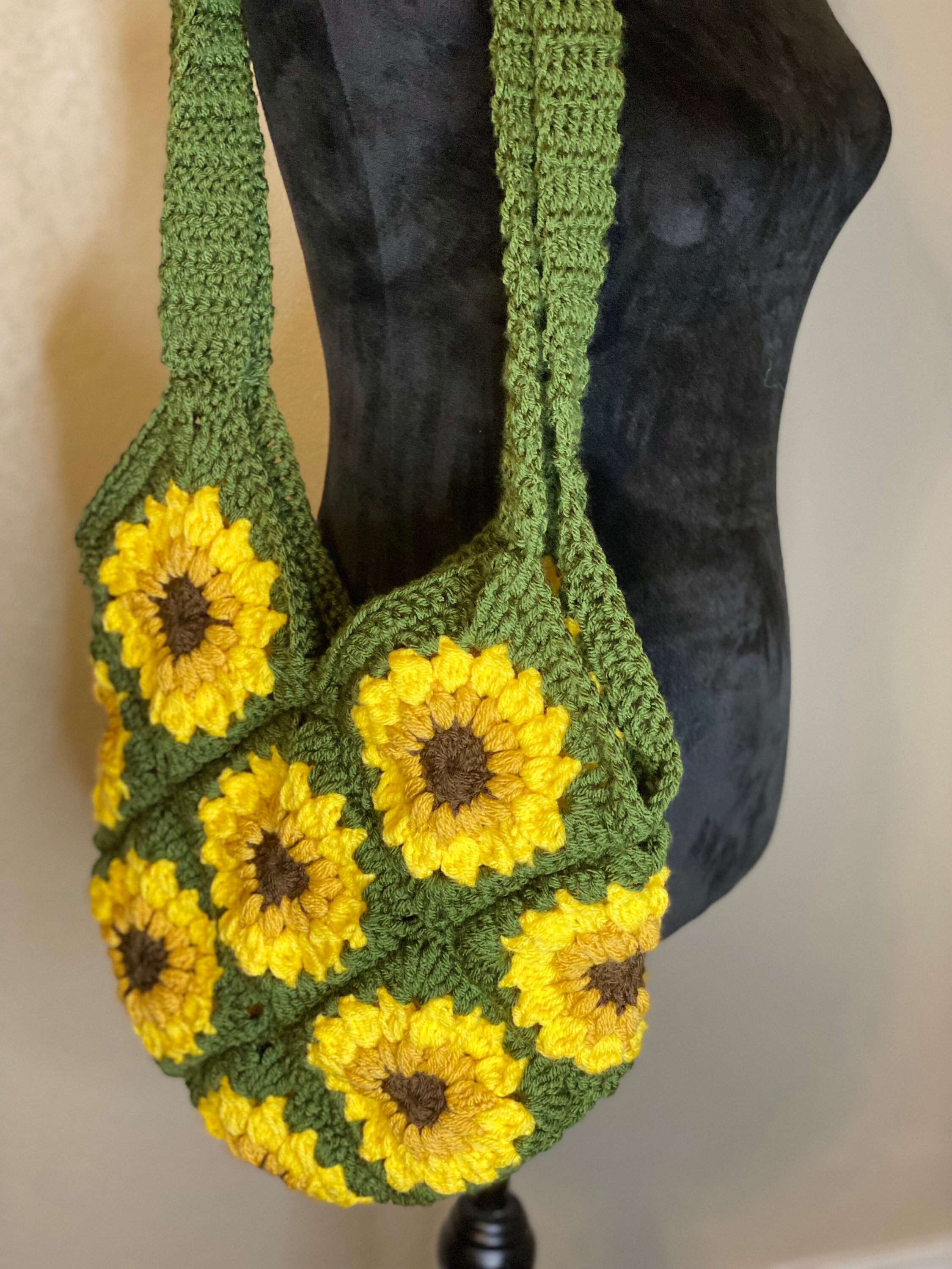 Crochet Sunflower Granny Square Bag - Etsy