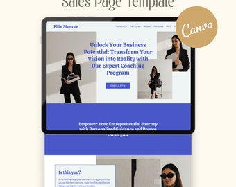 Canva Sales Page Template Coaching Course Sales Page Sales Funnel Landing Page Template ...