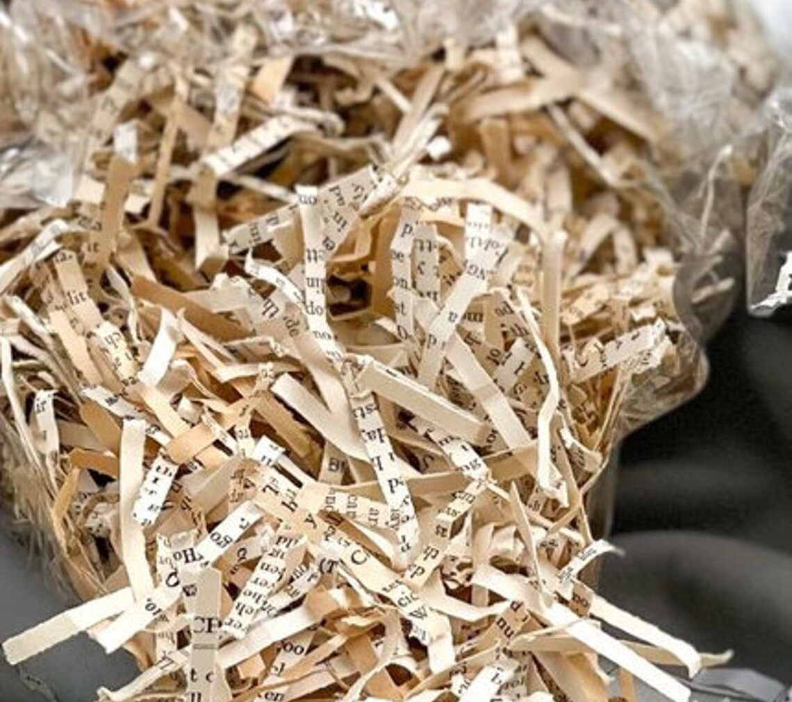 Shredded Paper From Discarded Books, Recycled Decorative Paper Shreds ...