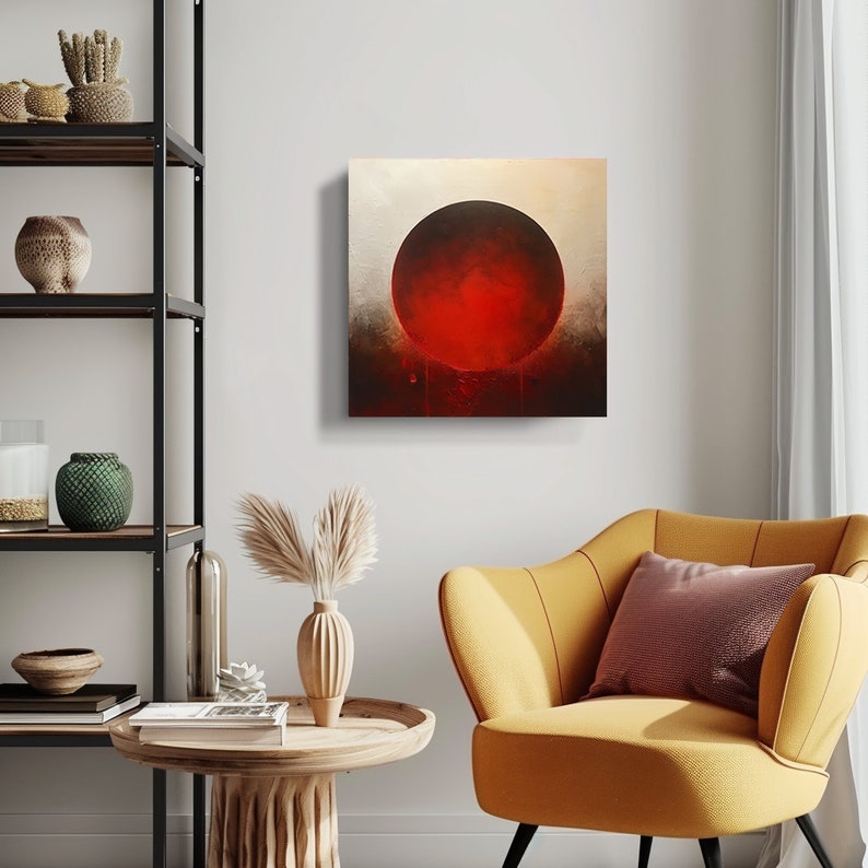 Stunning Modernist Abstract Red Sun Wall Art Print on Poster - Etsy